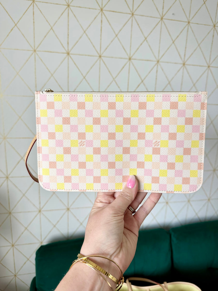 Louis Vuitton Damierlicious Neverfull Pochette Pink Yellow – DAC