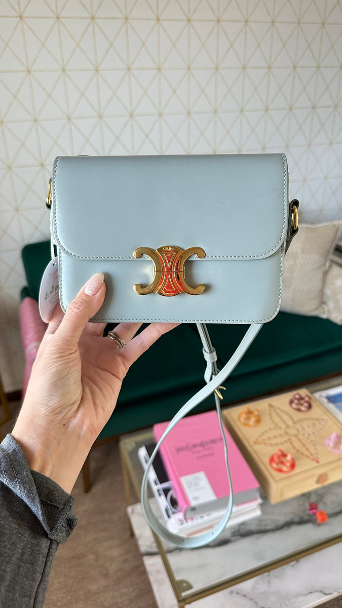 Celine Calfskin Teen Triomphe Ice Blue – DAC